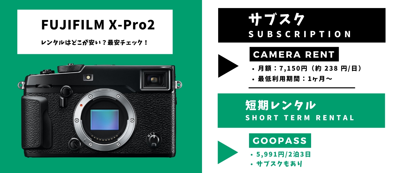 FUJIFILM X-Pro2をレンタルするなら？最安はCAMERA RENT - Shutter Loop